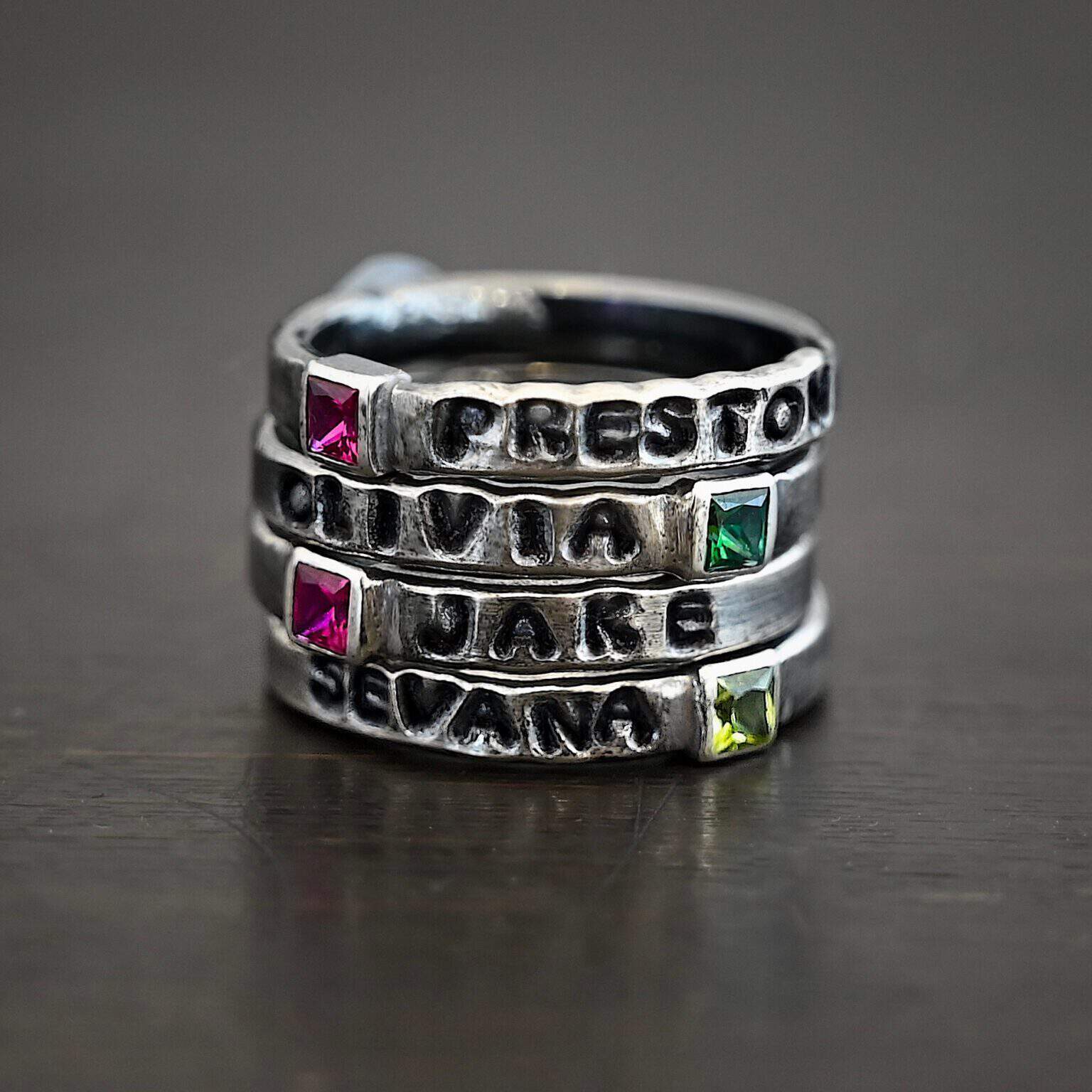 Personalized Birthstone Stacker – Wild Prairie Silver