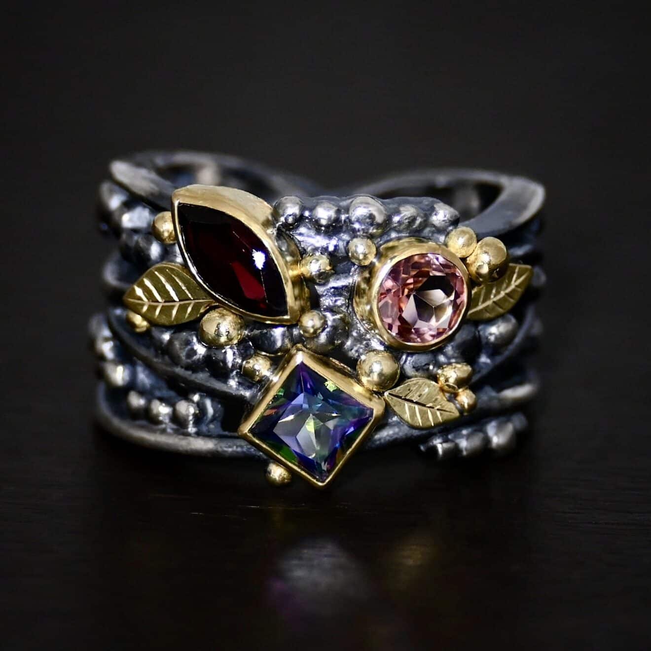 Family Tree Birthstone Ring – Custom – Wild Prairie Silver